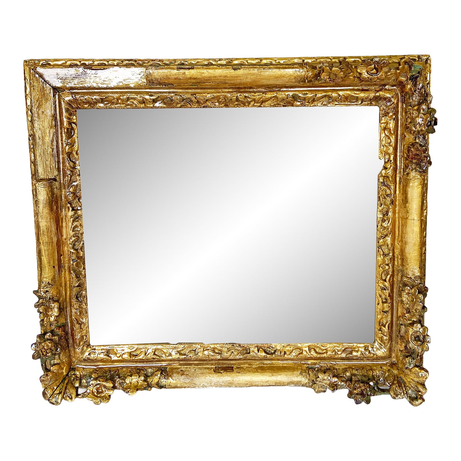 Antique French 1769's Gold Frame Regency Carved Wood Gilded Flowers ...