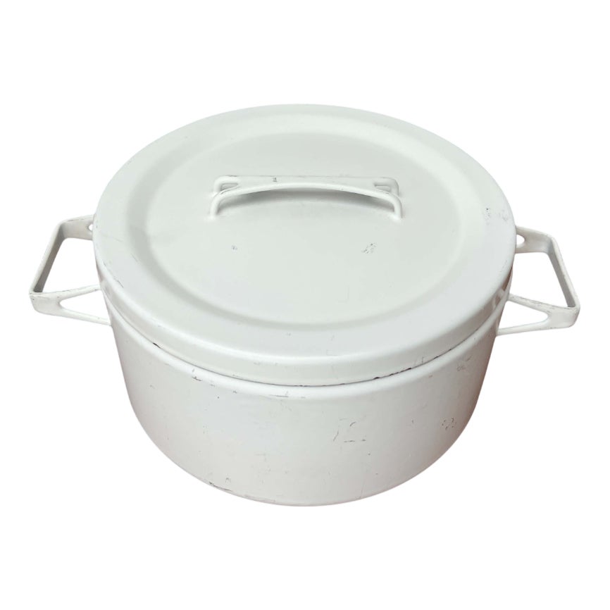 Mid-Century Modern White Enamel Pot by Seppo Mallat for Finel, 1960s ...