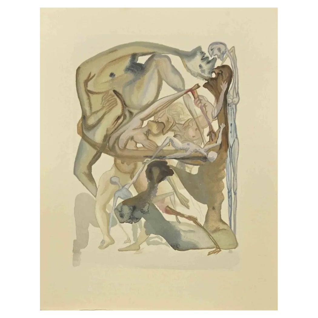 Salvador Dalí, On the Edge of the Seventh Circle, Woodcut, 1963 | Chairish