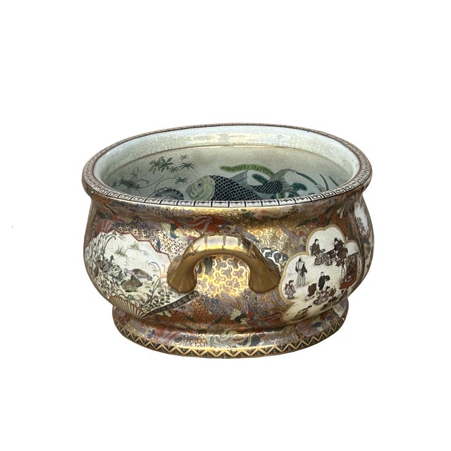 Porcelain Canton White Golden Famille Color People Scenery Oval Pot ...