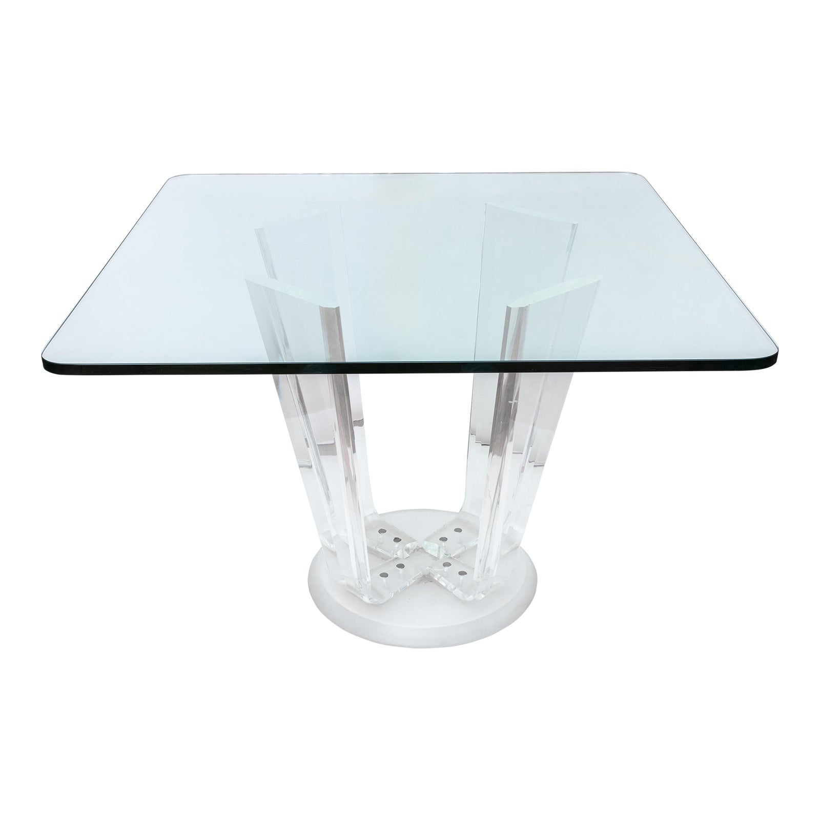 Modern Lucite Dining Table With Glass Top | Chairish