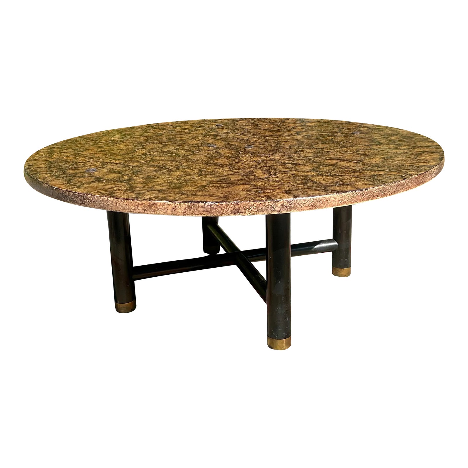 1970’s Henredon Faux Tortoise Shell Round Coffee Table | Chairish
