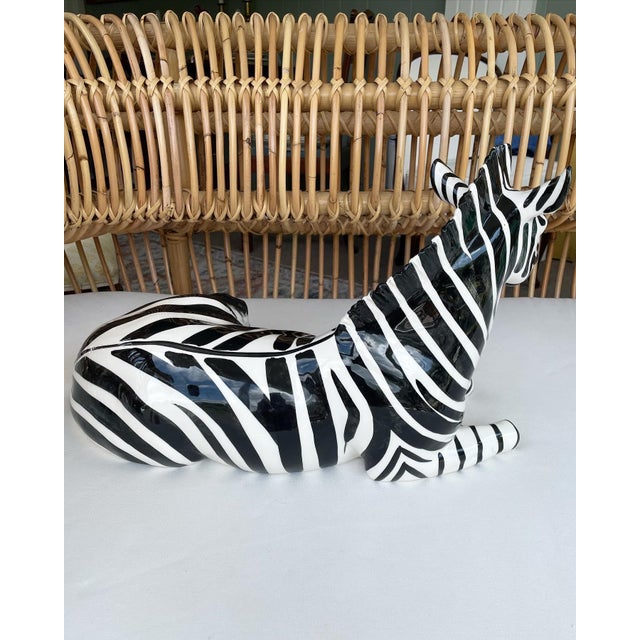 Large Mid Century Ceramic Zebra | Chairish