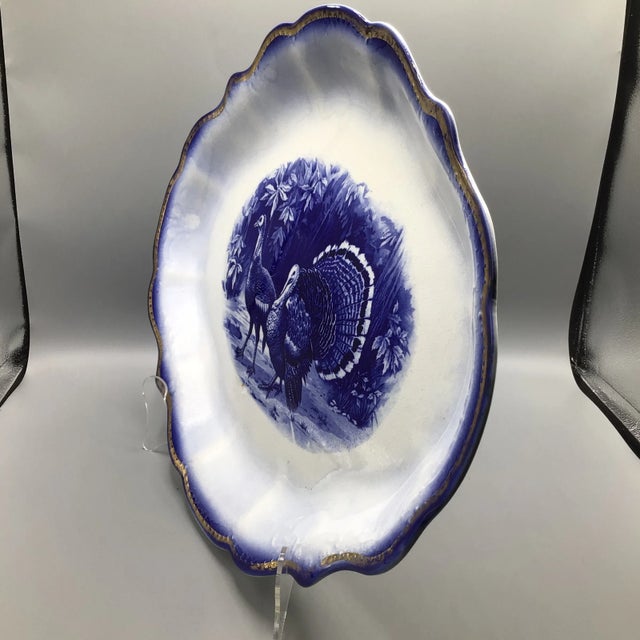 Vintage Flow Blue Wild Turkey Platter by George S. Harker and Company ...