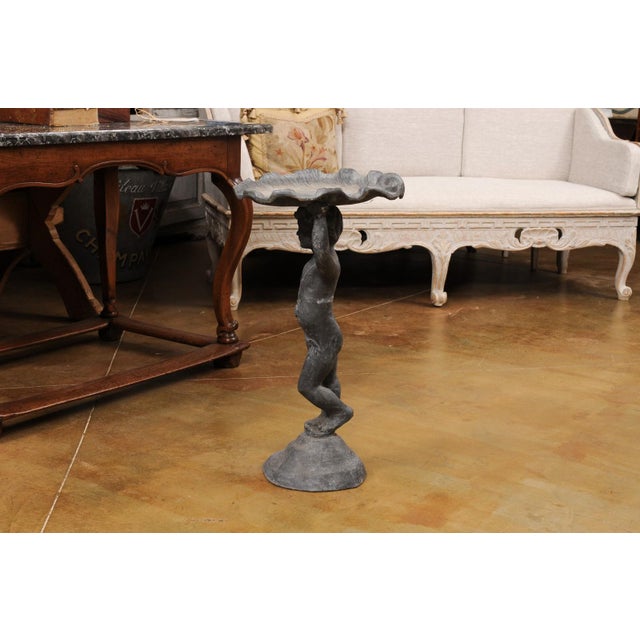 Early 20th Century English Iron Greco-Roman Style Cherub Sea Shell Bird ...