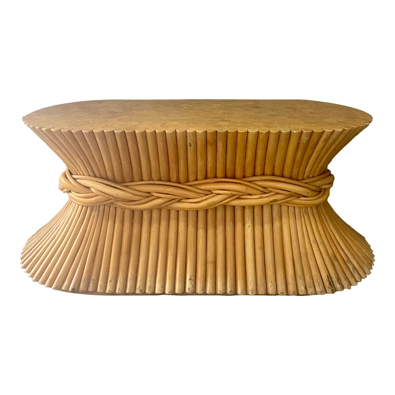 1970s McGuire Style Sheaf of Wheat Coffee Table . | Chairish