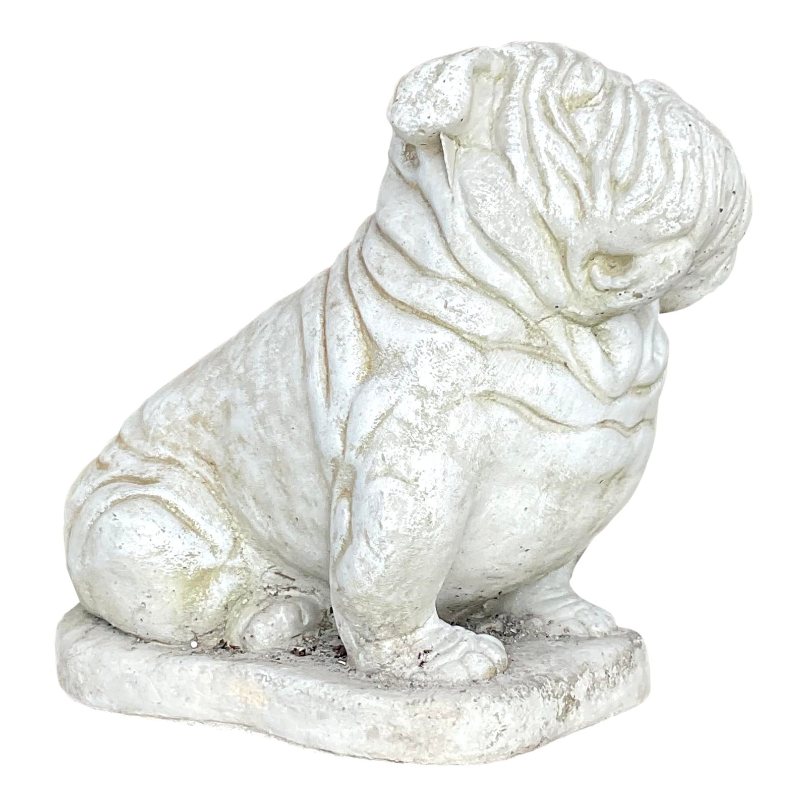 Vintage Boho Cast Cement Bulldog Garden Statue | Chairish