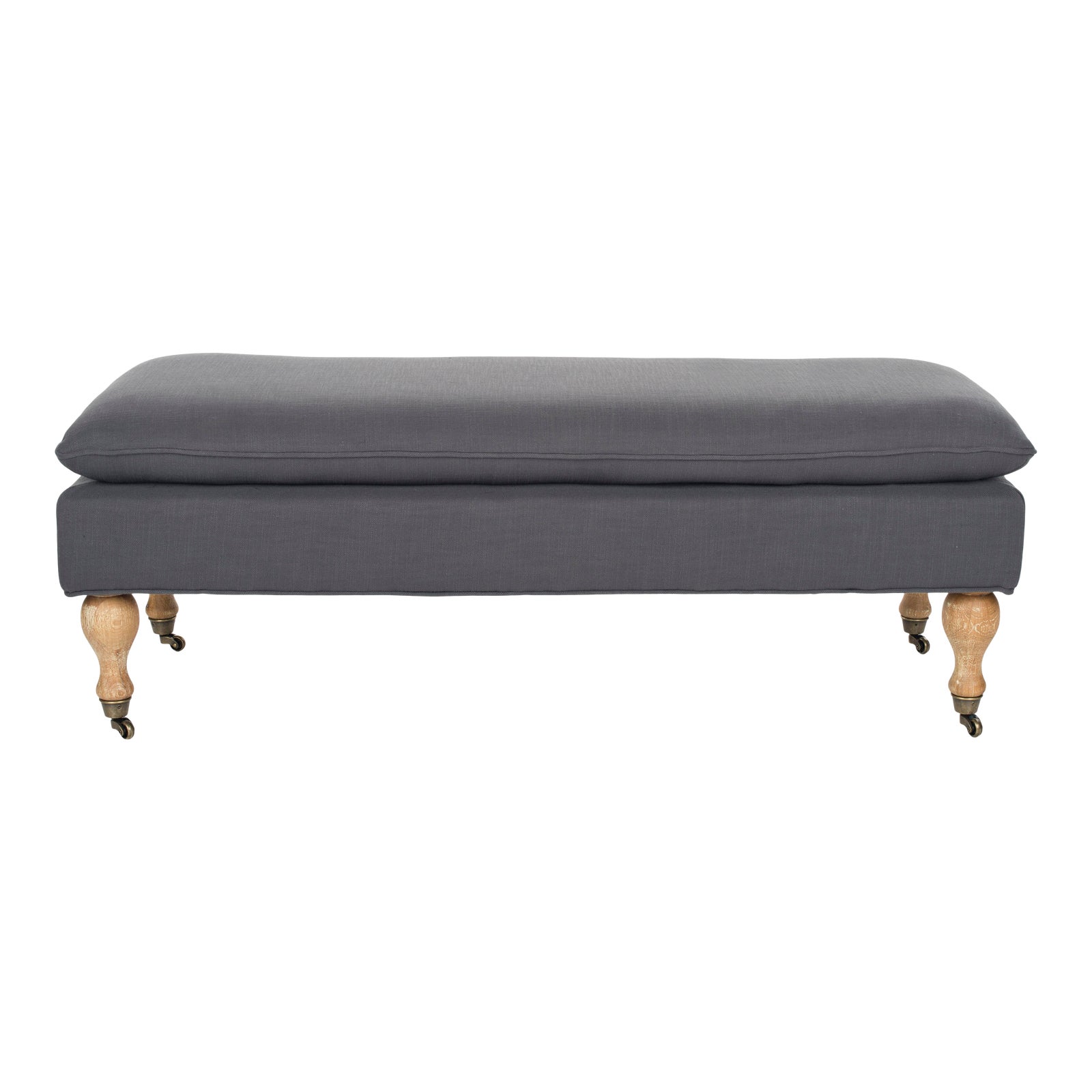 Pillowtop Bench in Steel Gray & Pickled Oak | Chairish
