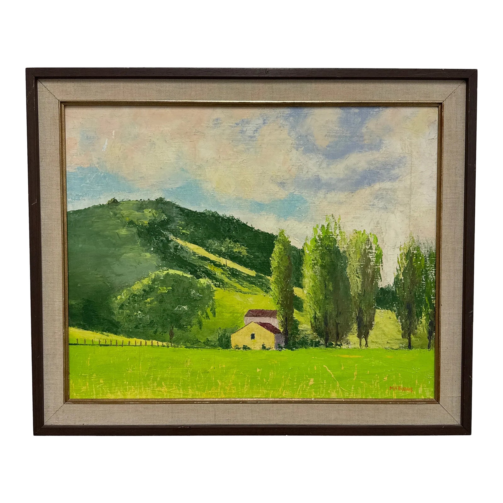 Artist Mathews Vintage Farmhouse Painting | Chairish