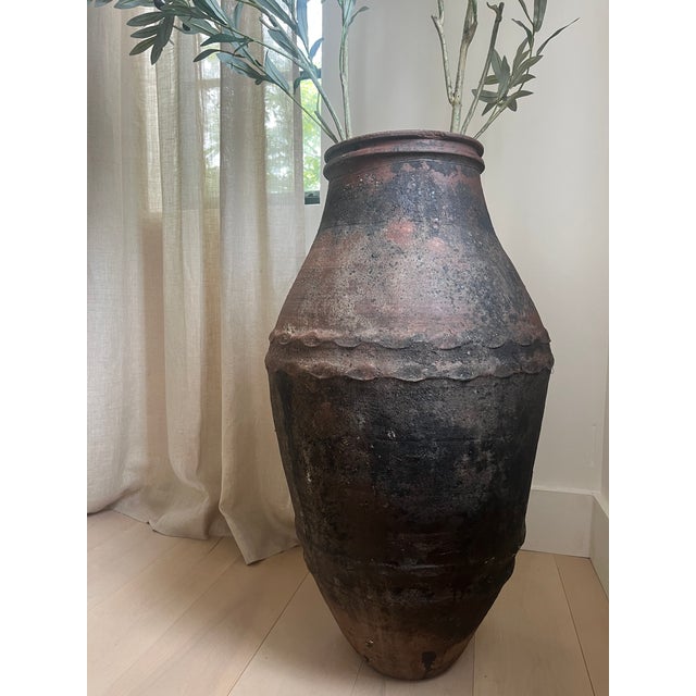 Large Vintage Turkish Olive Jar | Chairish