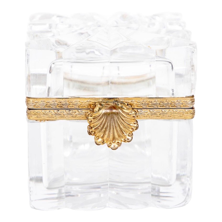 Early 20th Century Vintage French Cut Crystal Box With Gilt Mounts and ...