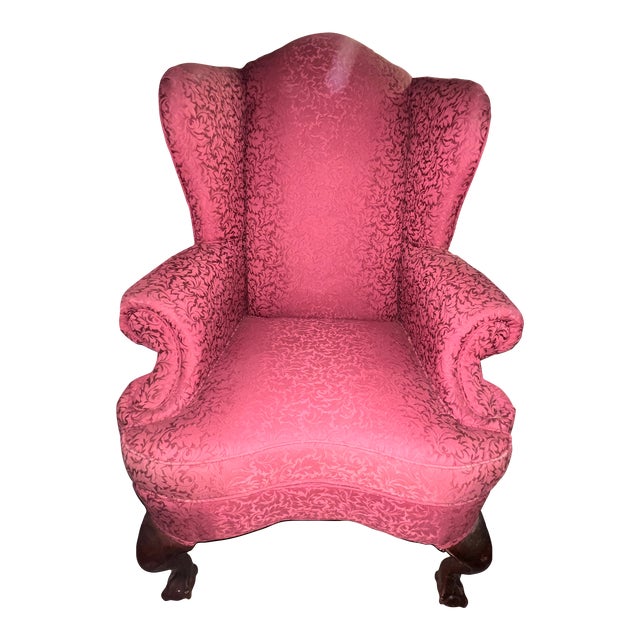 Burgundy Victorian Wingback Chair | Chairish