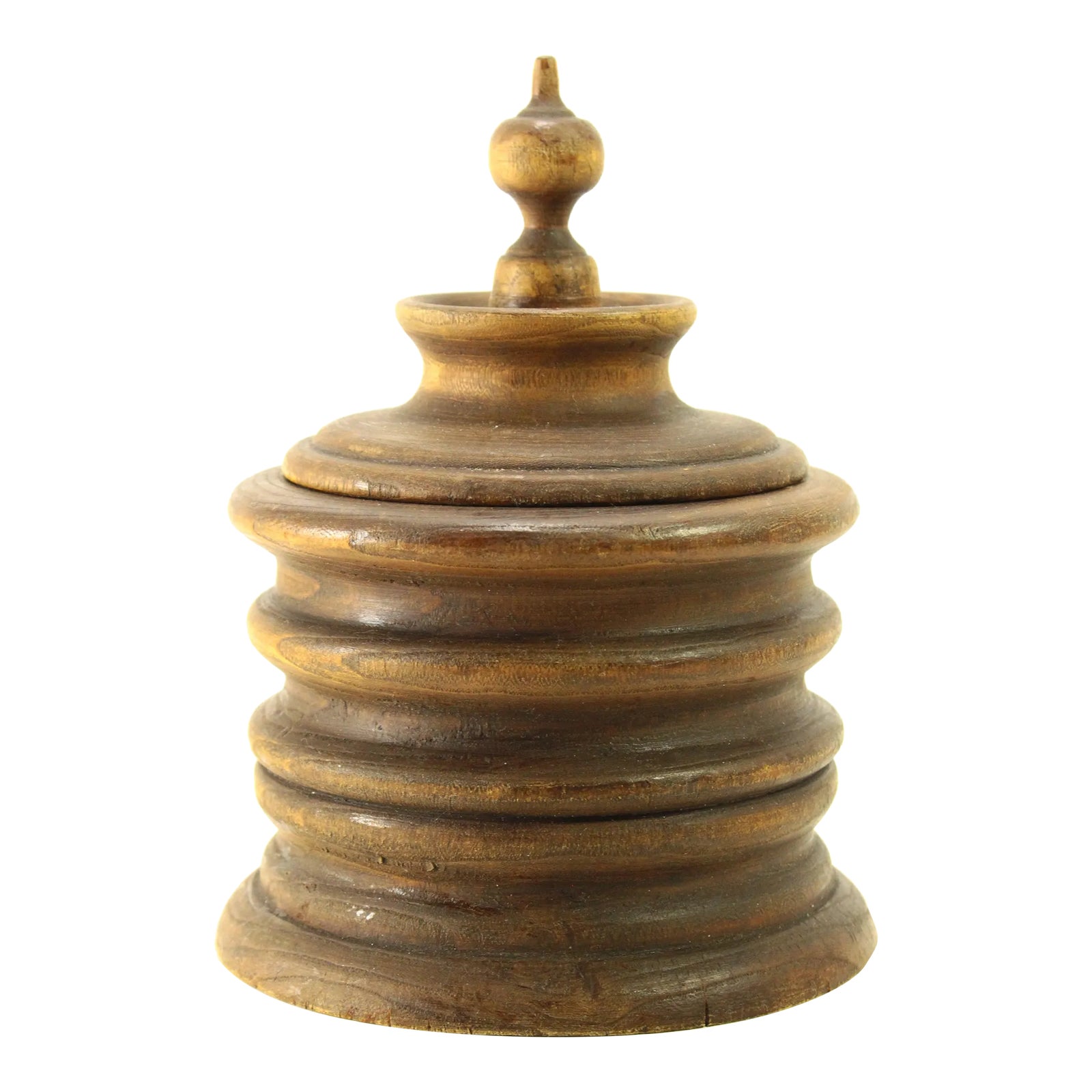 Early 1800's Dutch Treenware Tobacco Jar, Turned Wood Stepped Body, Lid ...