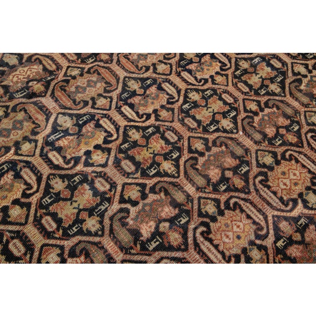 Antique Mahal Rust Handmade Persian Wool Rug With Allover Motif | Chairish