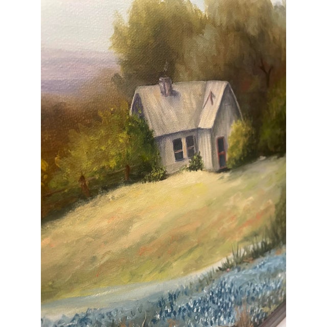 1973 Texas Landscape Bluebonnet Oil Painting on Canvas by Artist ...