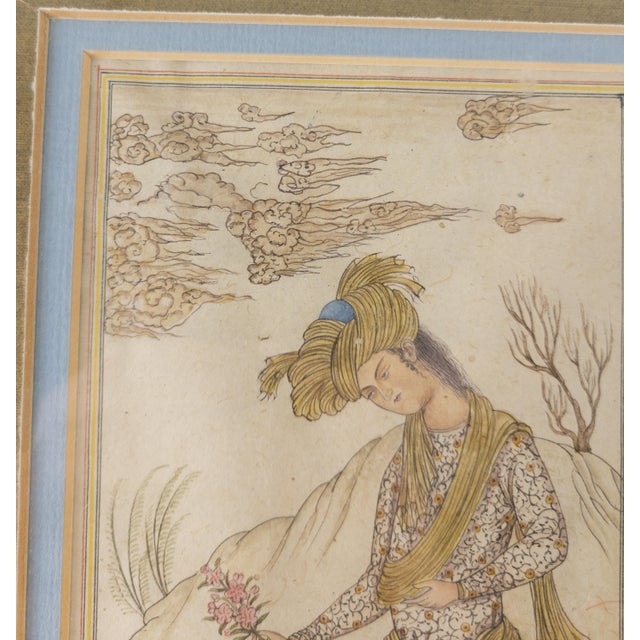 17th/18th Century Persian Safavid Drawing of a Young Man | Chairish
