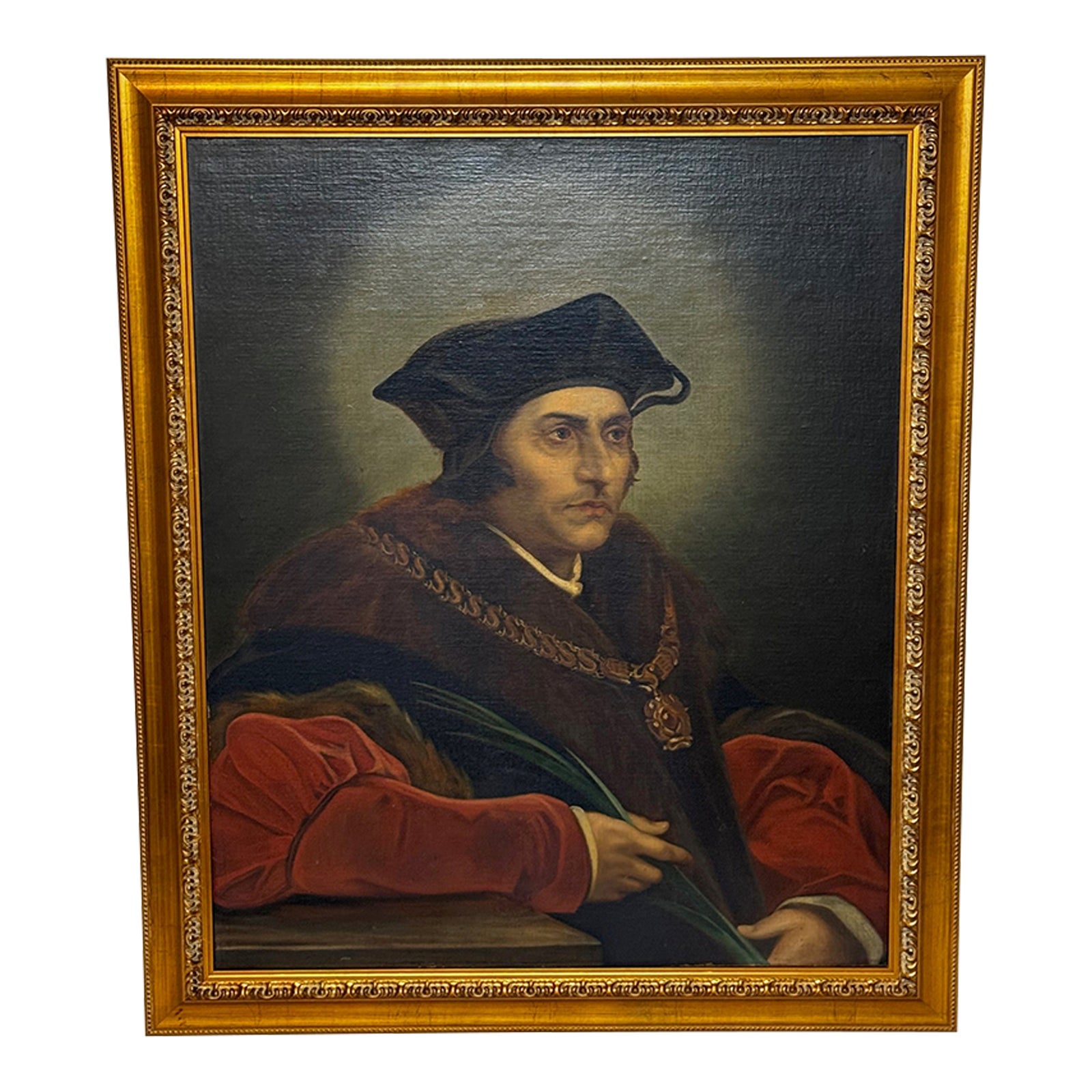 Large English Oil Painting Sir Thomas More Chancellor Duchy of ...
