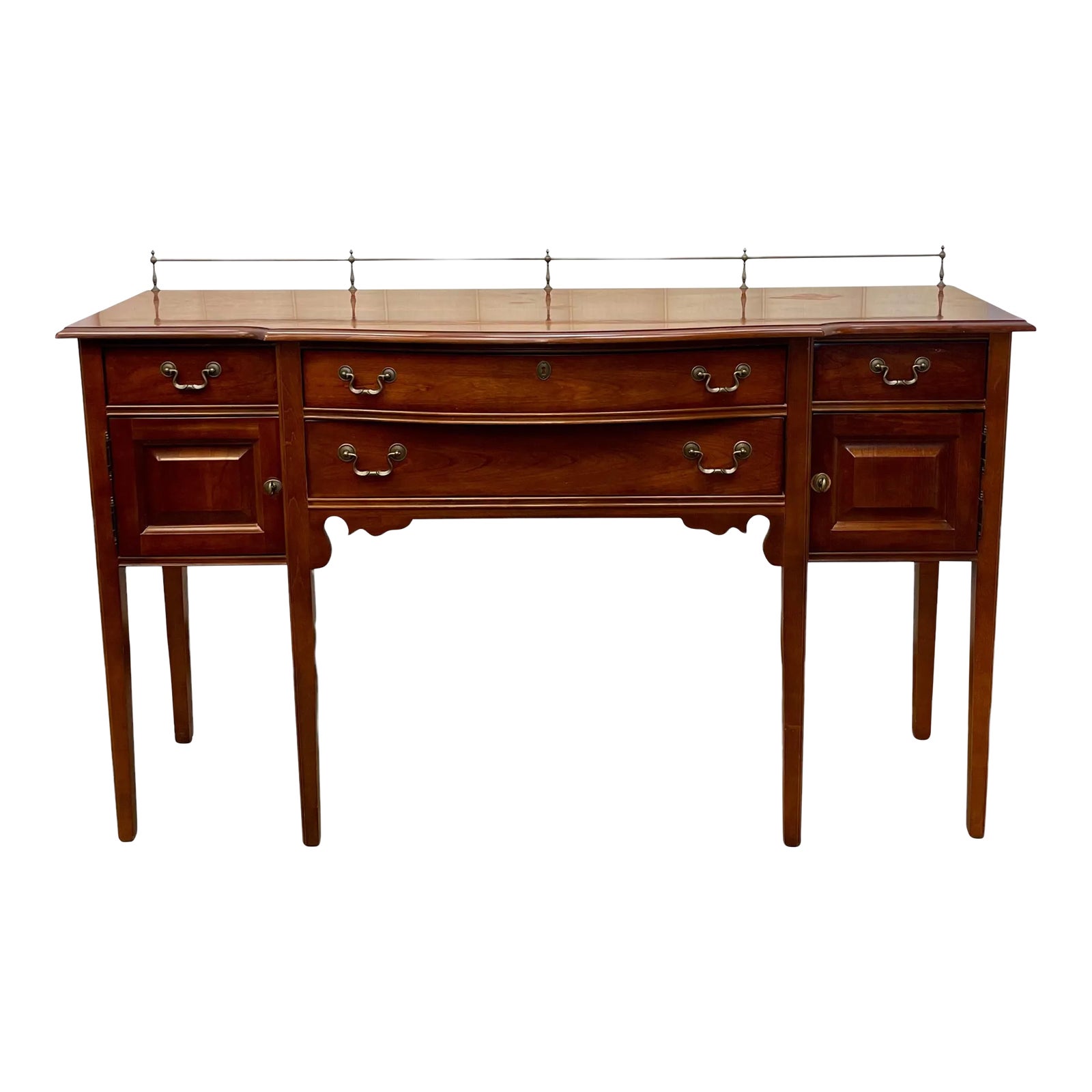 Vintage Broyhill Chippendale Style Cherry Sideboard | Chairish