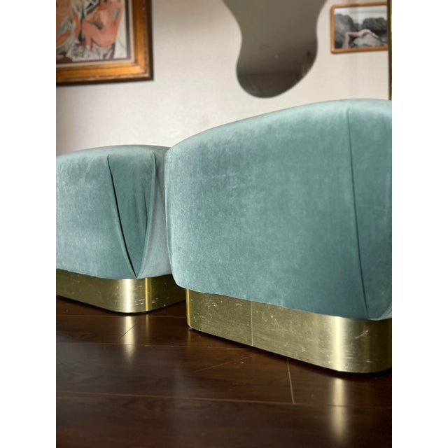 1980s Iconic Marge Carson Style Poufs Recently Recovered in a Pool Blue ...