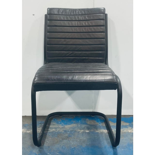 Mod Black Leather Dining Chairs Set of 6 | Chairish
