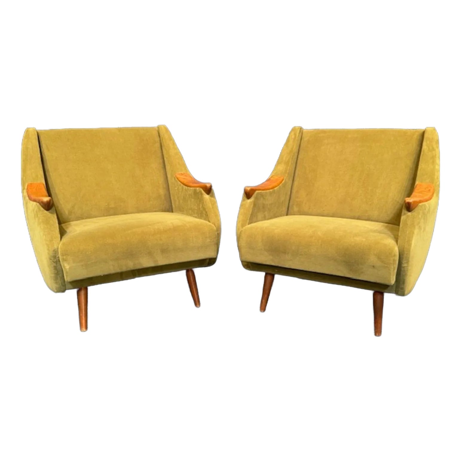 Pair of Danish Oak Mid Century Club Chairs | Chairish
