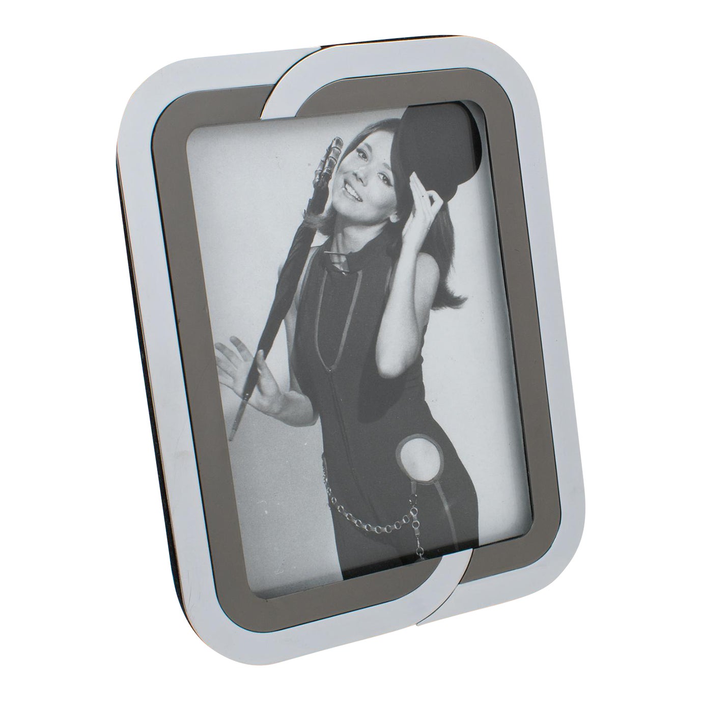 Italian Chrome and Gunmetal Picture Frame With Kinetic Design, 1970s ...