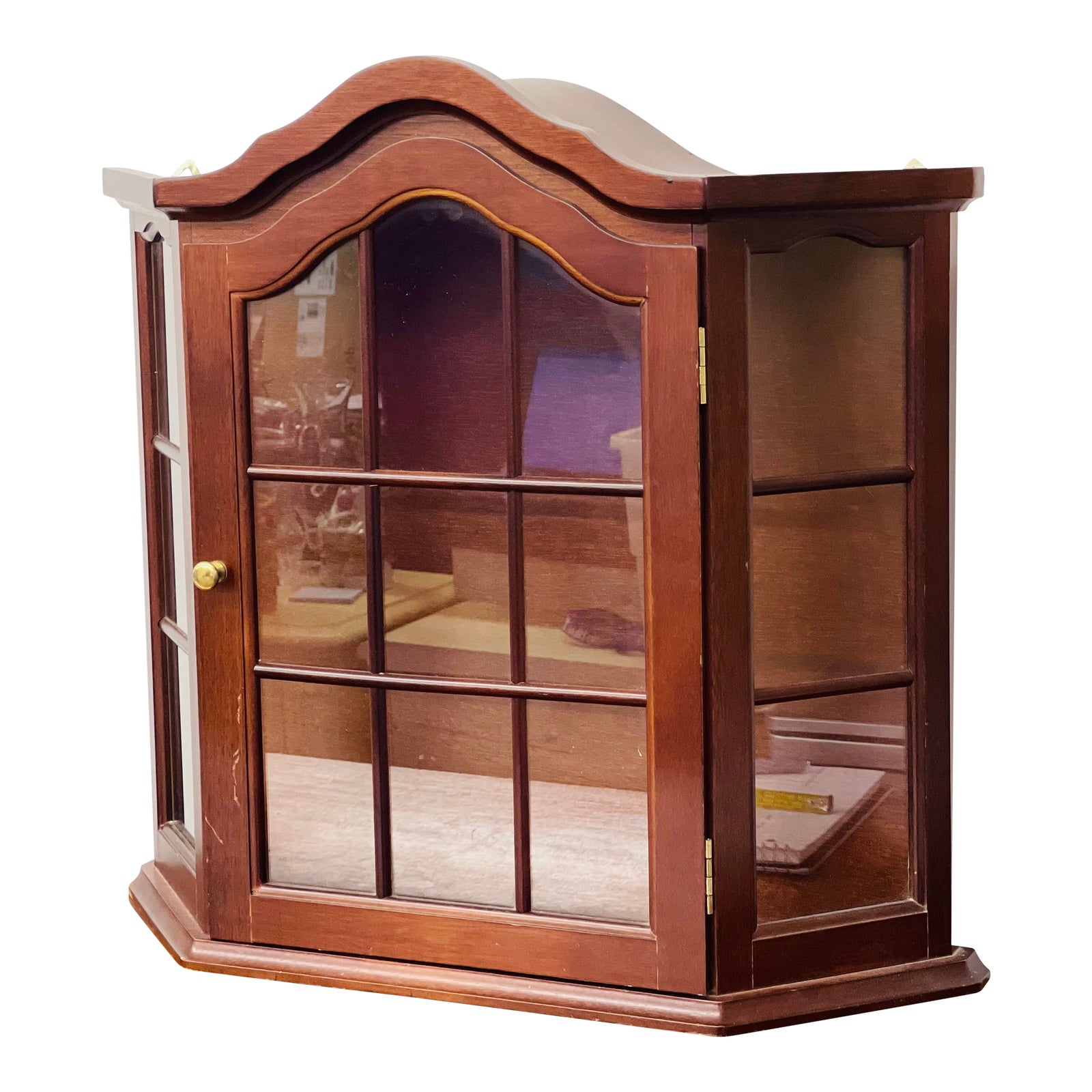 Vintage Cherry Finish Wooden Wall Cabinet | Chairish