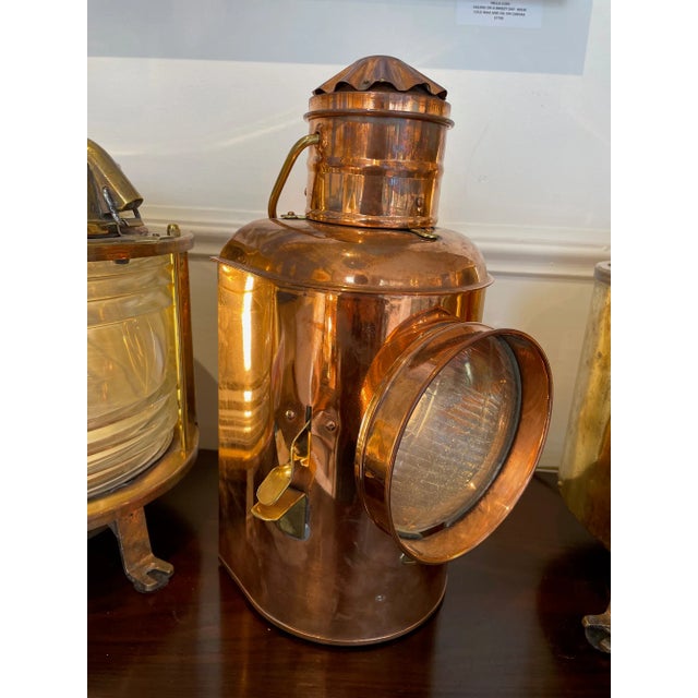 1940s Ship's Copper Shutter Signal Light With Fresnel Lens | Chairish