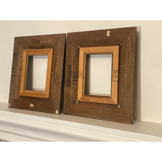 Rustic European Brown Solid Wood Grain White Washed Frames, a Pair ...