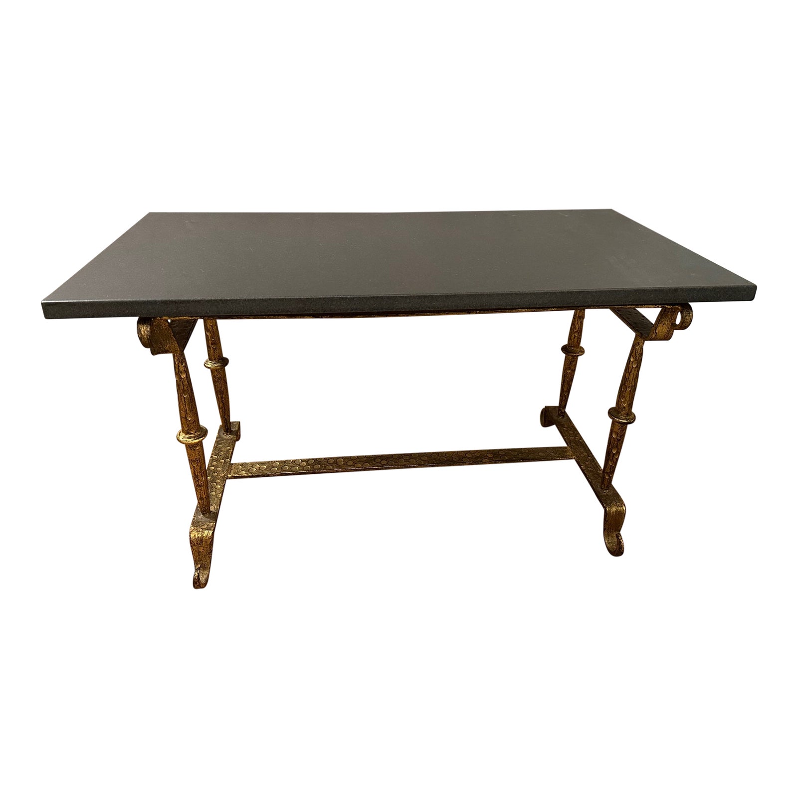 Giltiron Small Cocktail Table With Black Marble Top | Chairish