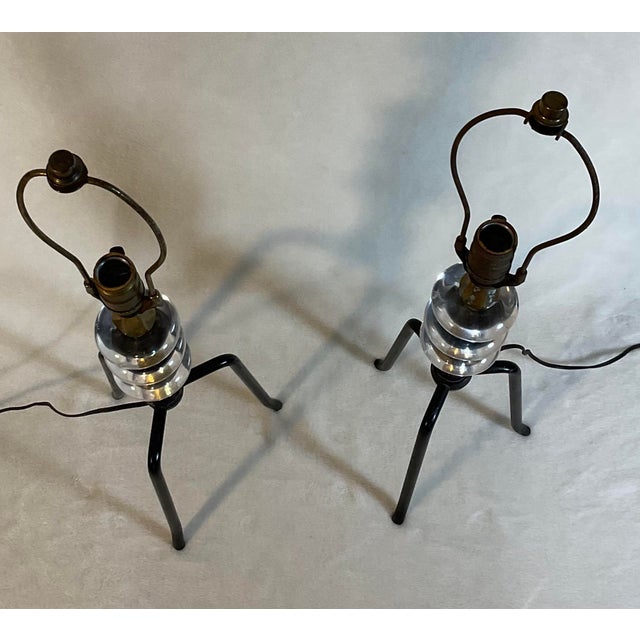 1950's Atomic Age Table Lamps in Brass and Acrylic - a Pair | Chairish