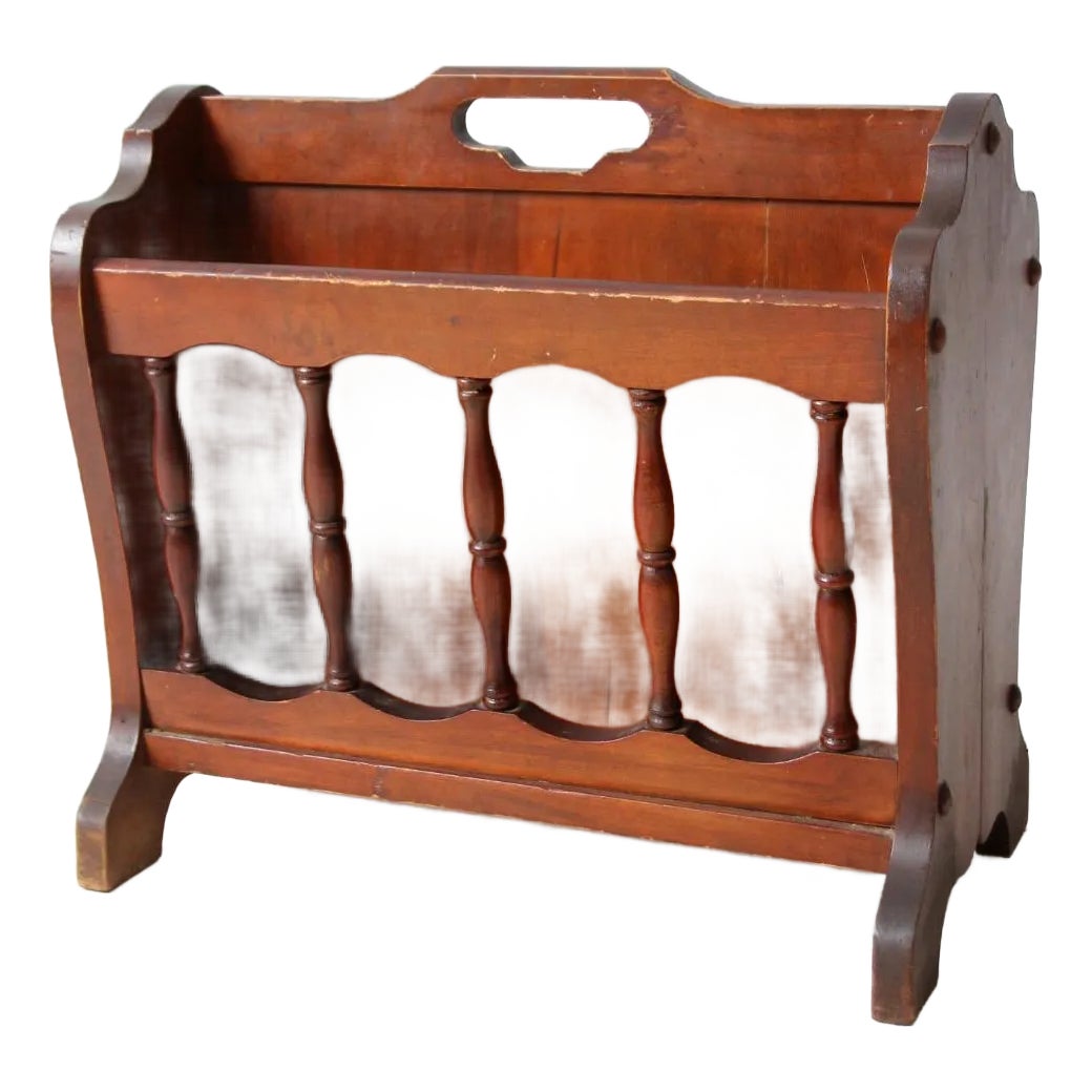 Vintage Wooden Magazine Rack | Chairish