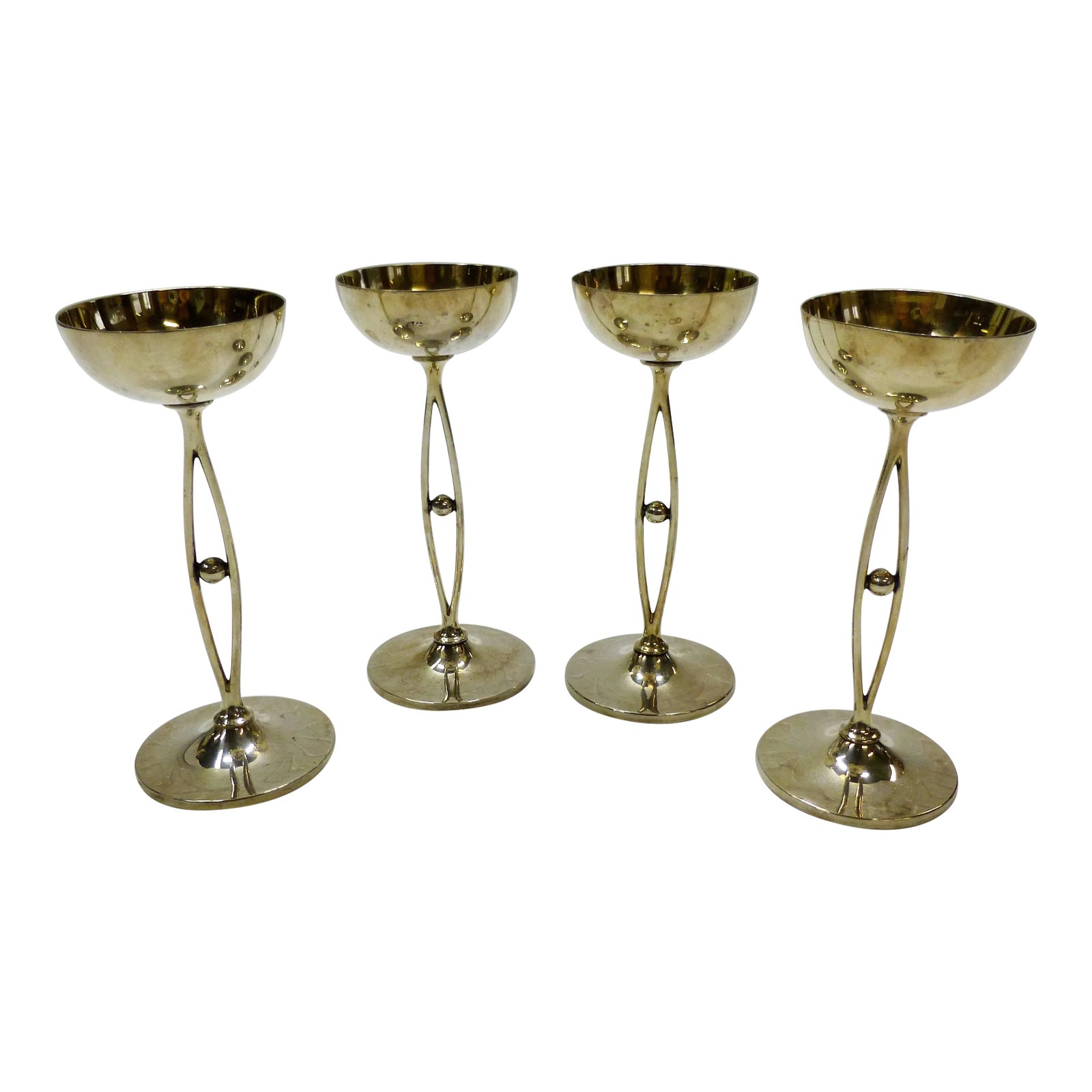 Deco Silver Cordial Small Goblets Shot Glass Set | Chairish
