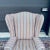 Reupholstered Striped Wing Chair With Feather Cushion | Chairish