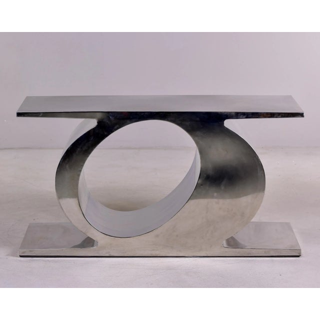 Vintage French Inox Steel Sculptural Console | Chairish