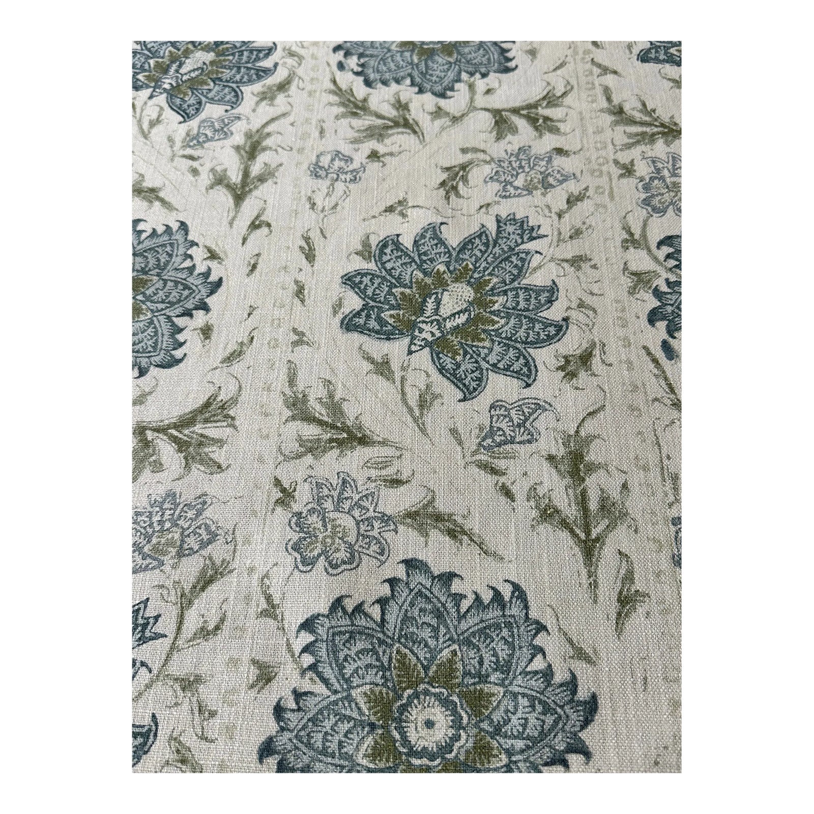Lee Jofa X Sarah Bartholomew Calico Vine Green Blue Linen Blend Blue ...
