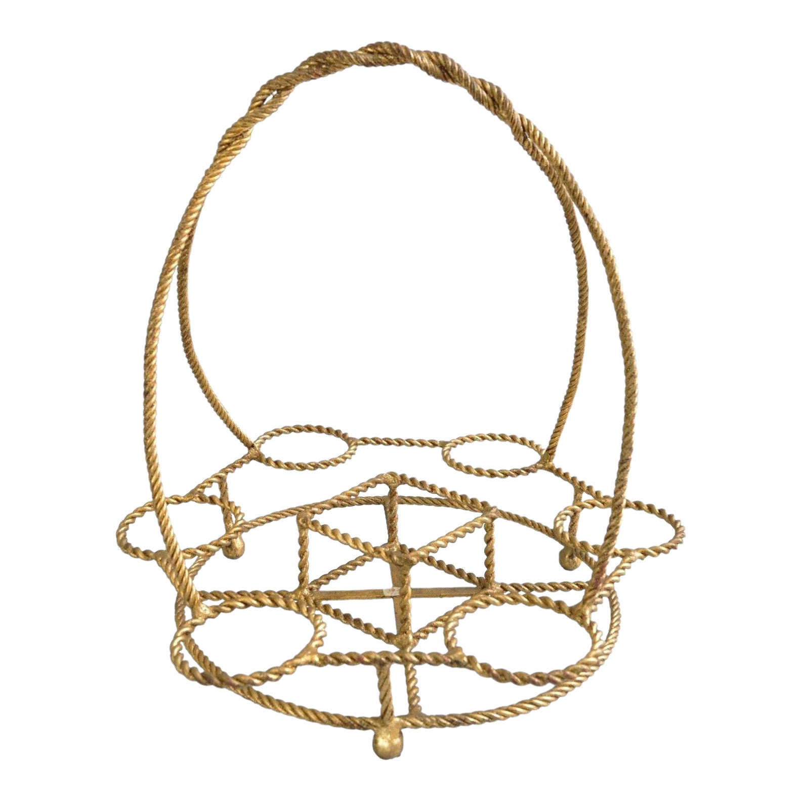 Vintage Italy Gold Gilt Iron Rope Hollywood Regency Bar Table Liquor ...