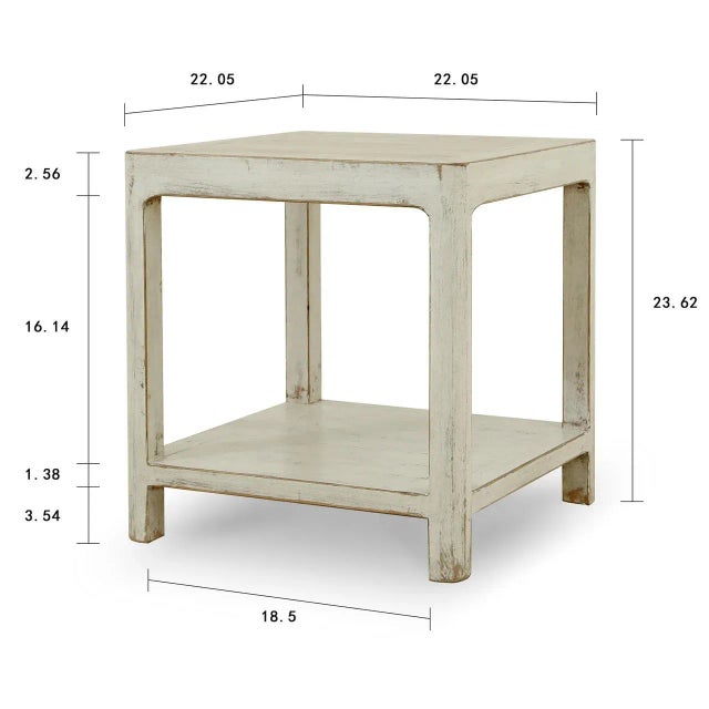 2010s Artissance Off-White Wood Peking Ming Side Table With Round Leg ...