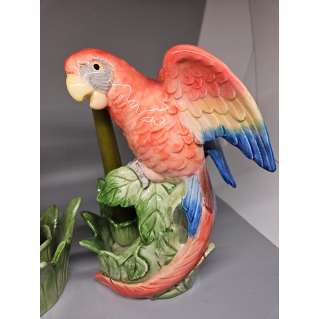 Vintage 1986 Fitz and Floyd Japan Parrot Macaw Pair Candlestick Candle ...