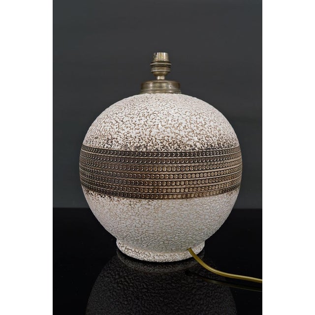 Round Ceramic Table Lamp in the style of Besnard, France, 1930s | Chairish