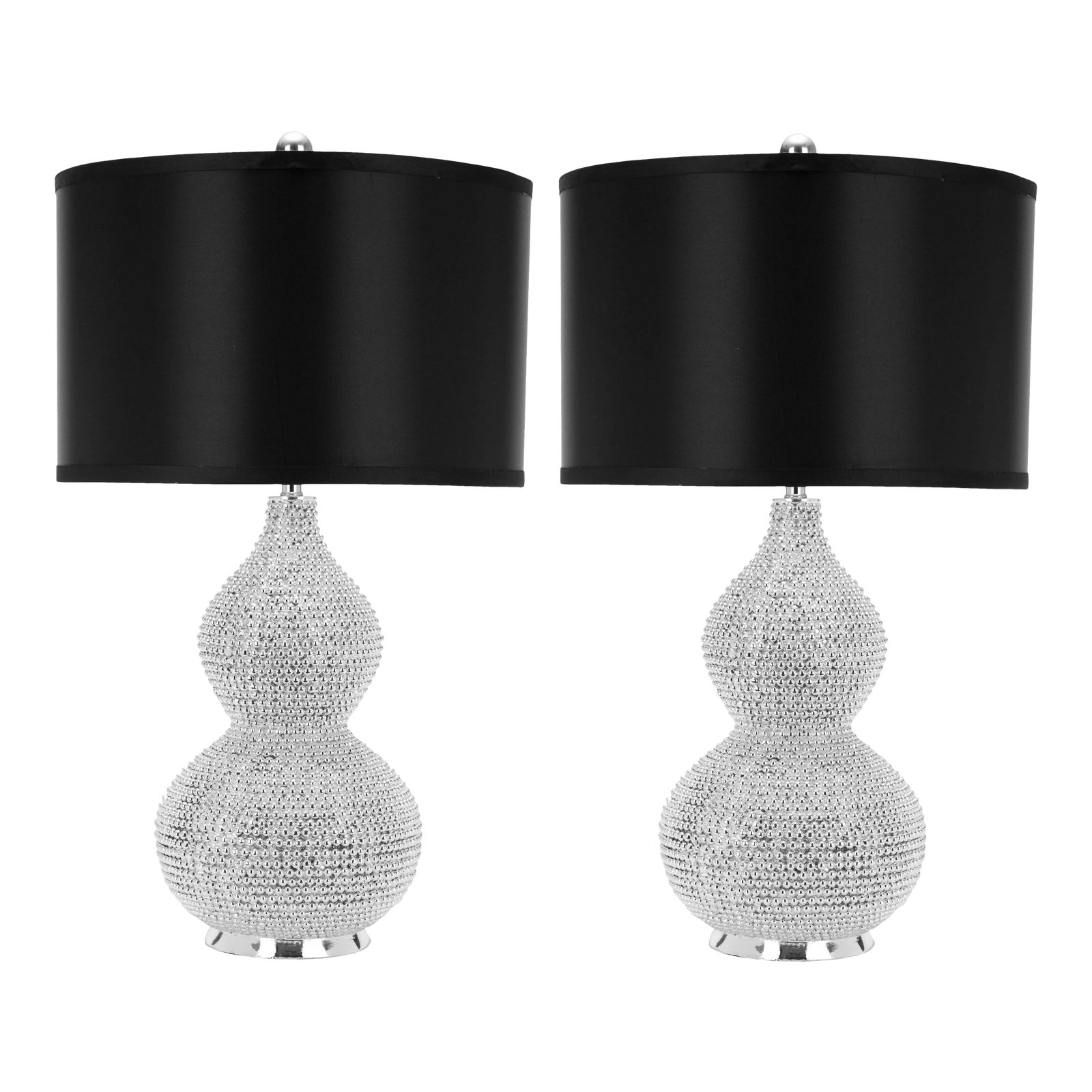 24.5 Inch H Bead Base Table Lamp in Silver - a Pair | Chairish