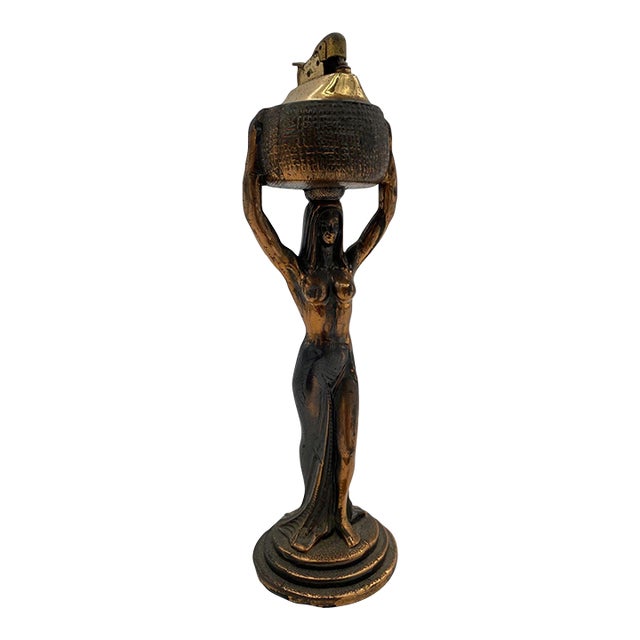 1920s Egyptian Revival Nude Queen Copper Table Lighter | Chairish
