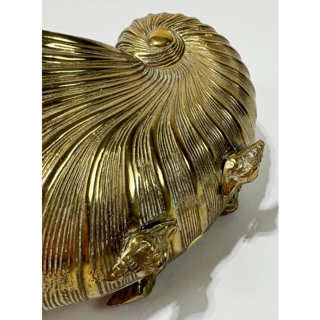 Large Vintage Brass Nautilus Shell Planter or Bottle Chiller | Chairish