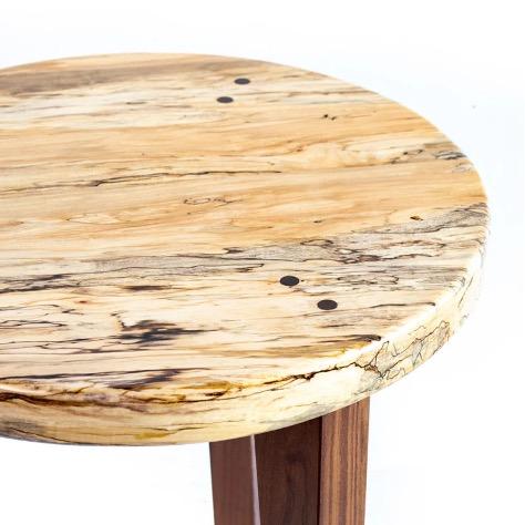 Hand-Crafted Wood Side Table -- Spalted Maple and Walnut | Chairish