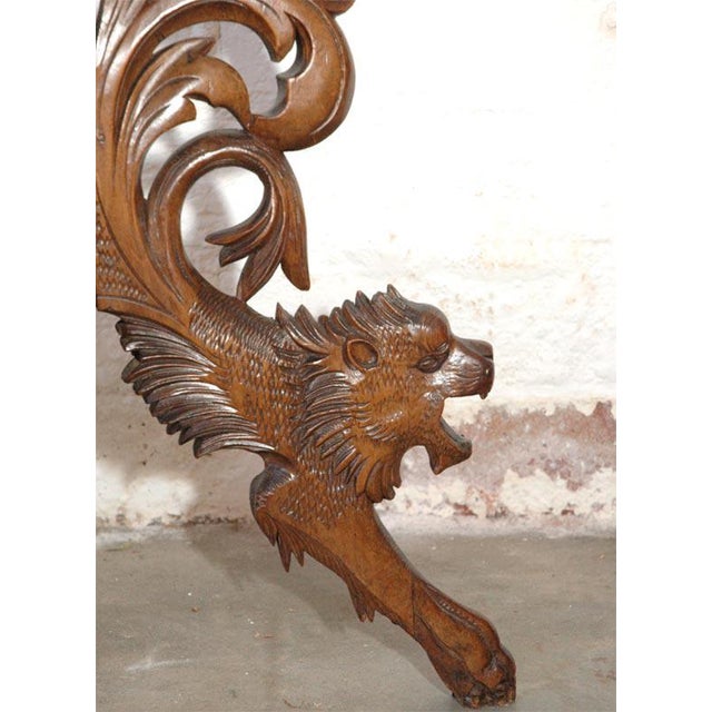 Carved Table with Marble Inset Top | Chairish