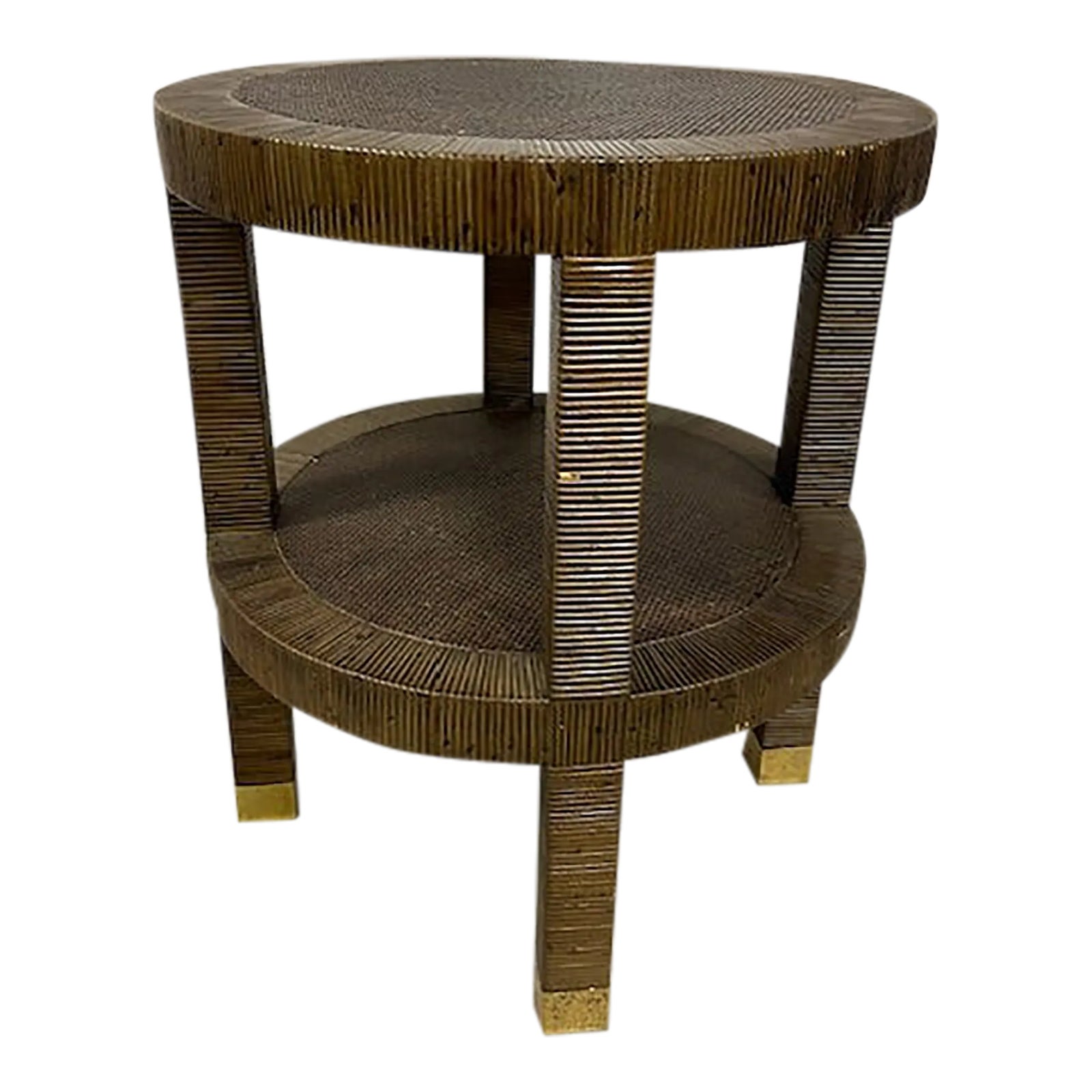 Bielecky Brothers Cane Rattan Woven Wrapped Table | Chairish