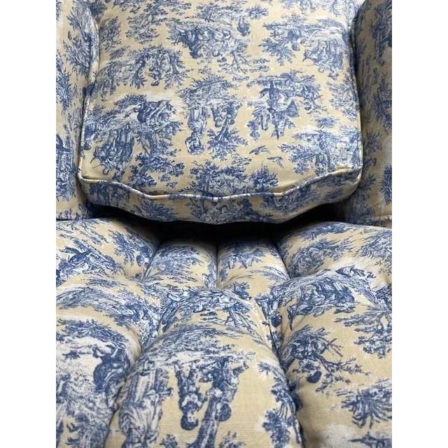 Vintage Blue and Yellow Toile Club Chairs, a Pair | Chairish