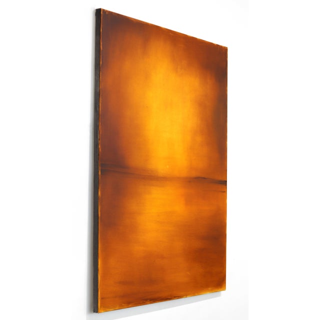 Meraki - Elegant Amber Abstract Landscape Oil Painting Original Artwork ...