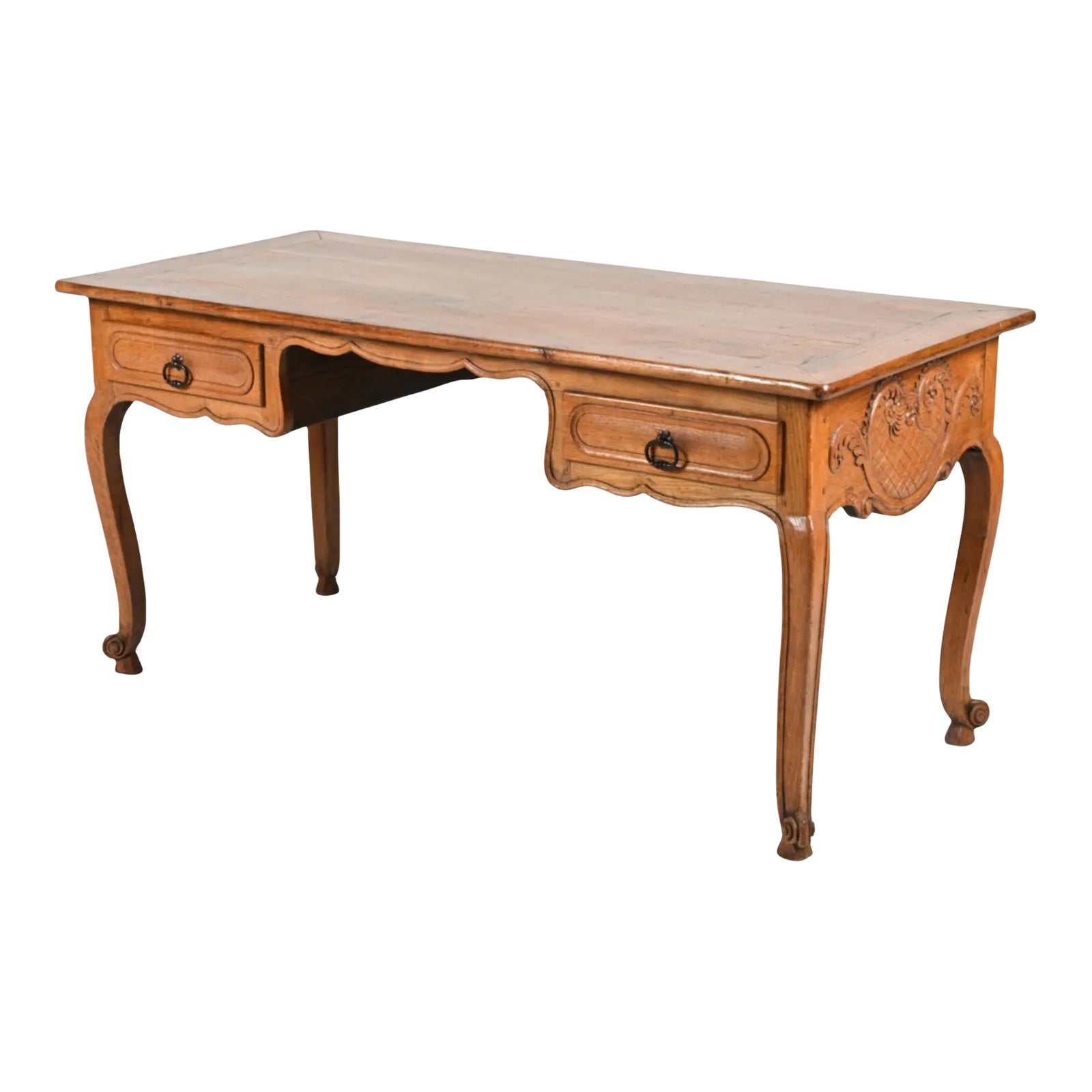 20th Century Italian Hand-Carved Oak Desk | Chairish