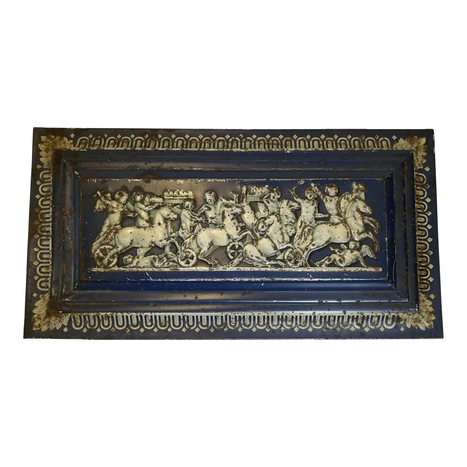 Antique Blue and White Biscuit Box | Chairish